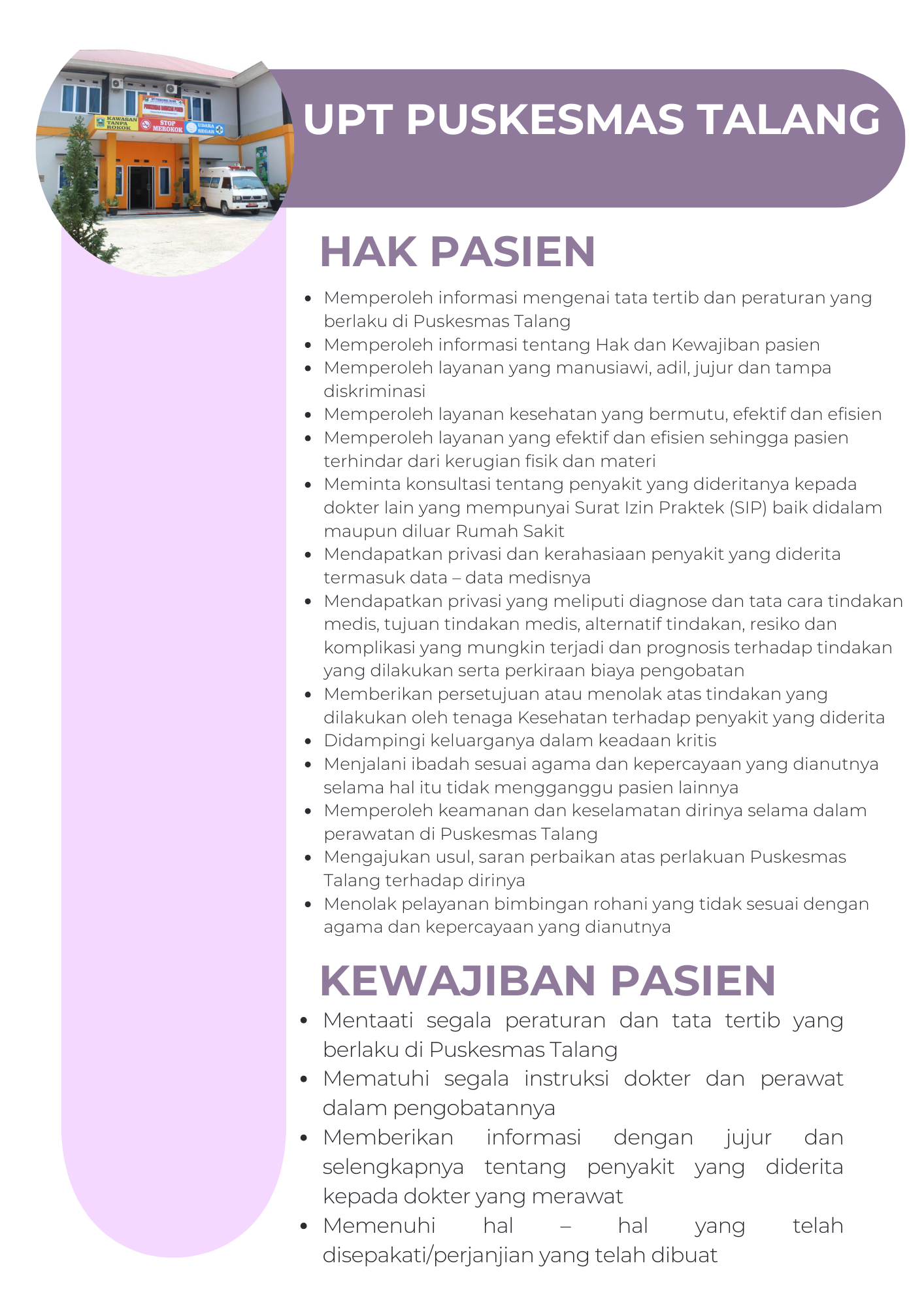 HAK & KEWAJIBAN PASIEN - UPT Puskesmas Talang